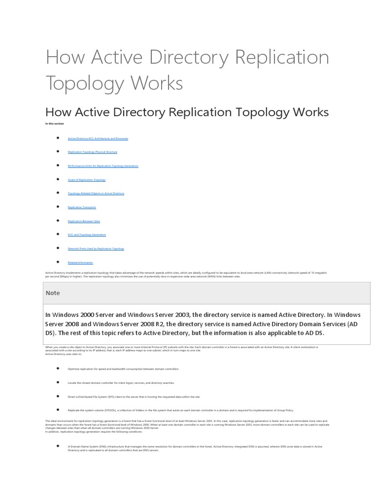 How Active Directory Replication Topology Works | PDF | Active ...