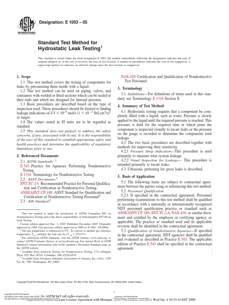 Astm 1003 | PDF | Nondestructive Testing | Leak