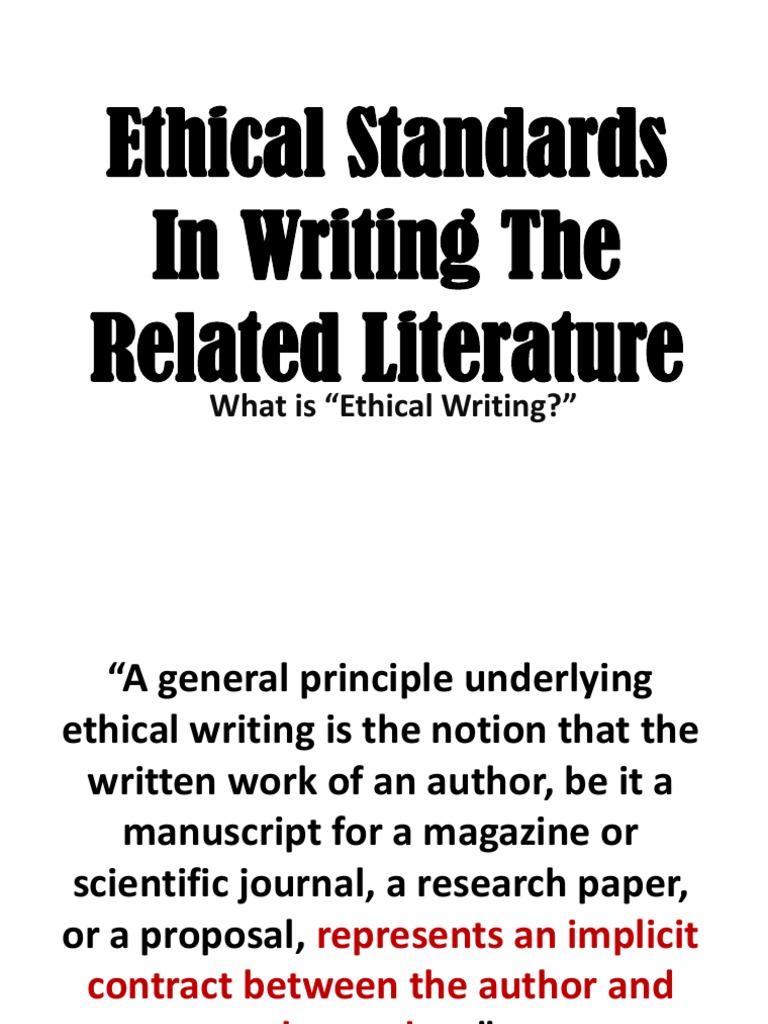 Ethical Standards in Writing Literature | PDF | Plagiarism | Deception
