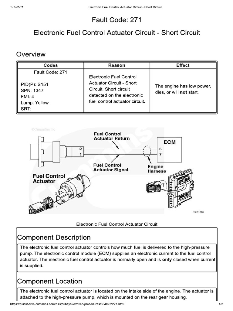 Electronic Fuel Control Actuator Circuit - Short Circuit | PDF