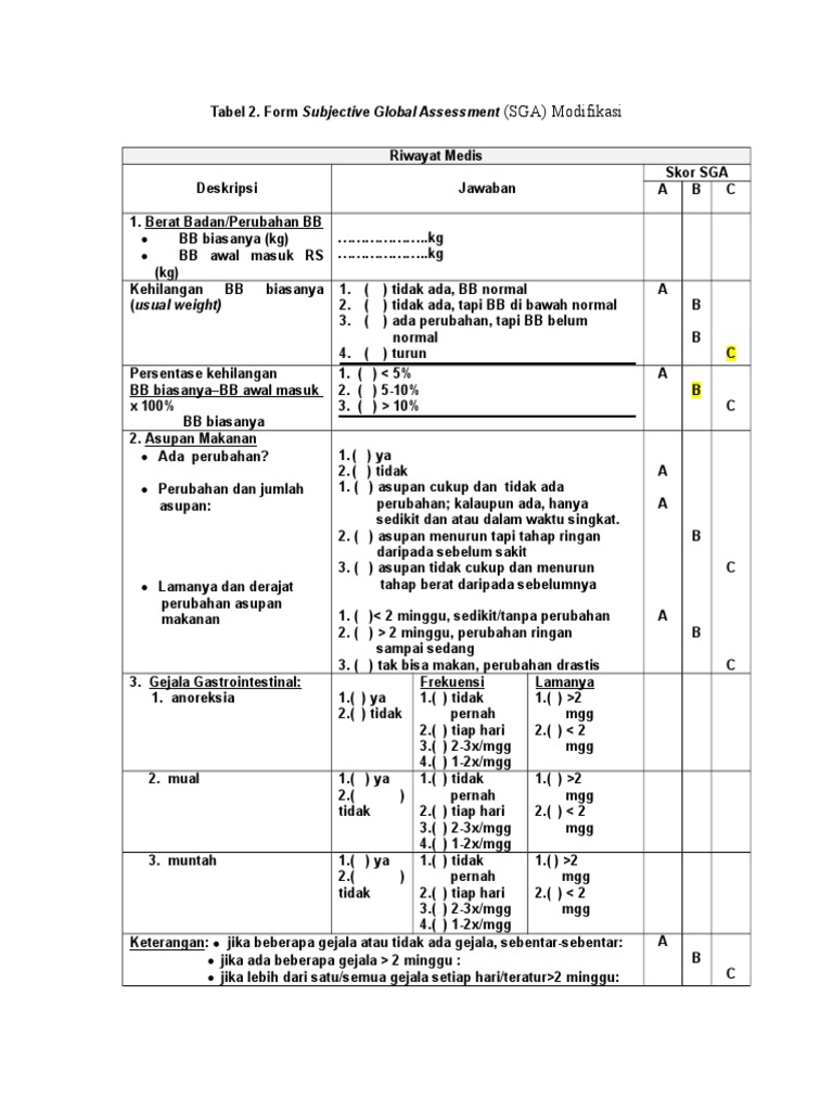 Tabel SGA Latihan | PDF