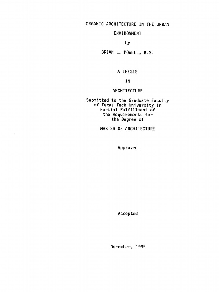 Brian L. Powell - Organic Architecture in The Urban Enviroment (1995 ...