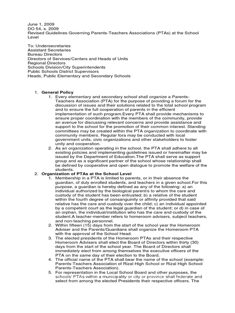 Deped Memo No. 54s. 2009 | PDF | Board Of Directors | Government