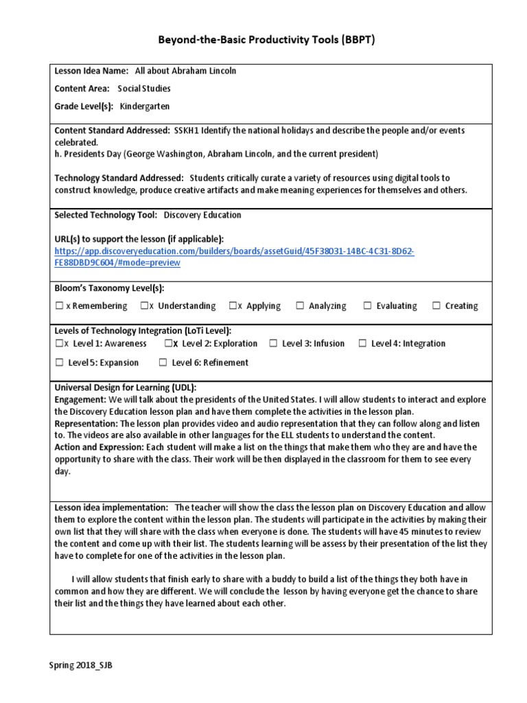 Abraham Lincoln Lesson Plan for K-Grade | PDF | Lesson Plan | Teaching