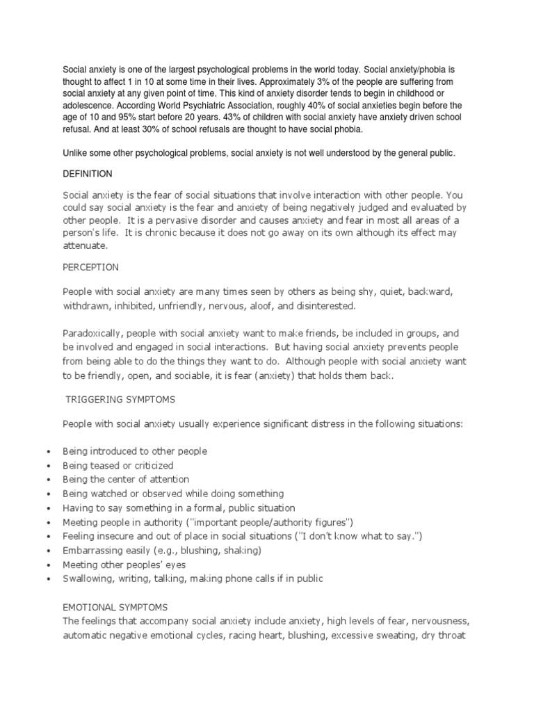 Social Anxiety CASE STUDY | PDF | Anxiety Disorder | Social Anxiety ...