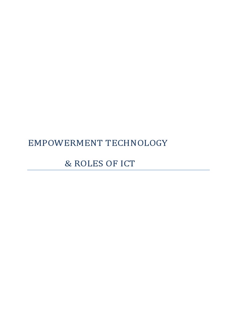 Empowerment Technology & Roles of Ict | PDF