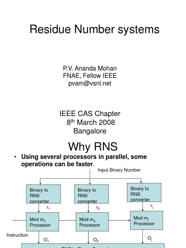 Residue Number Systems Pdf Numbers Ring Theory