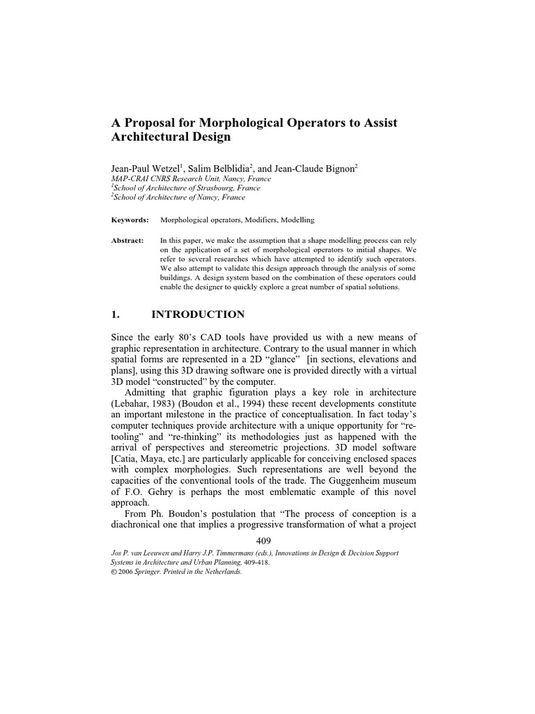 Jean-Paul Wetzel Et Al - A Proposal For Morphological Operators (Paper ...