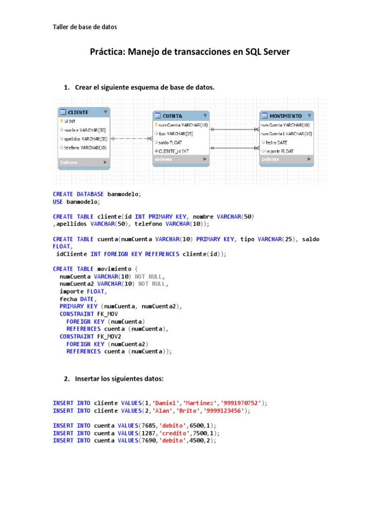 Práctica Transacciones | PDF | SQL | Servidor SQL de Microsoft