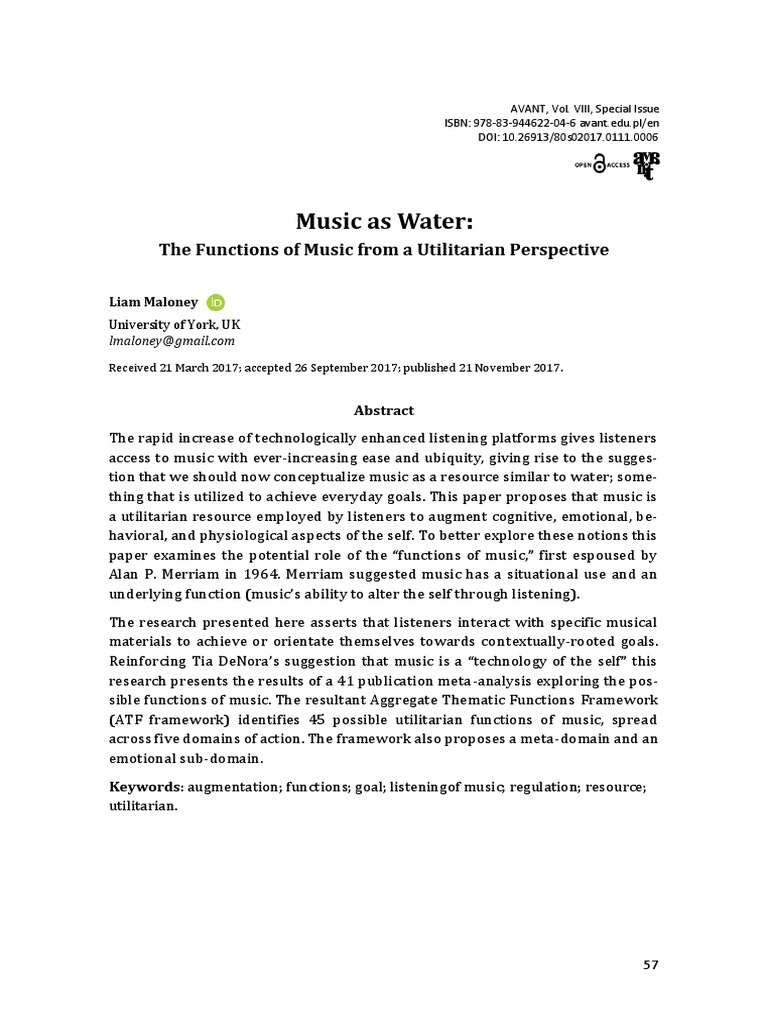 Music as a Resource: Utilitarian Functions | PDF | Emotions ...