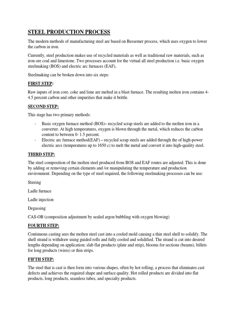 Manufacturing of Steel | PDF | Steelmaking | Steel