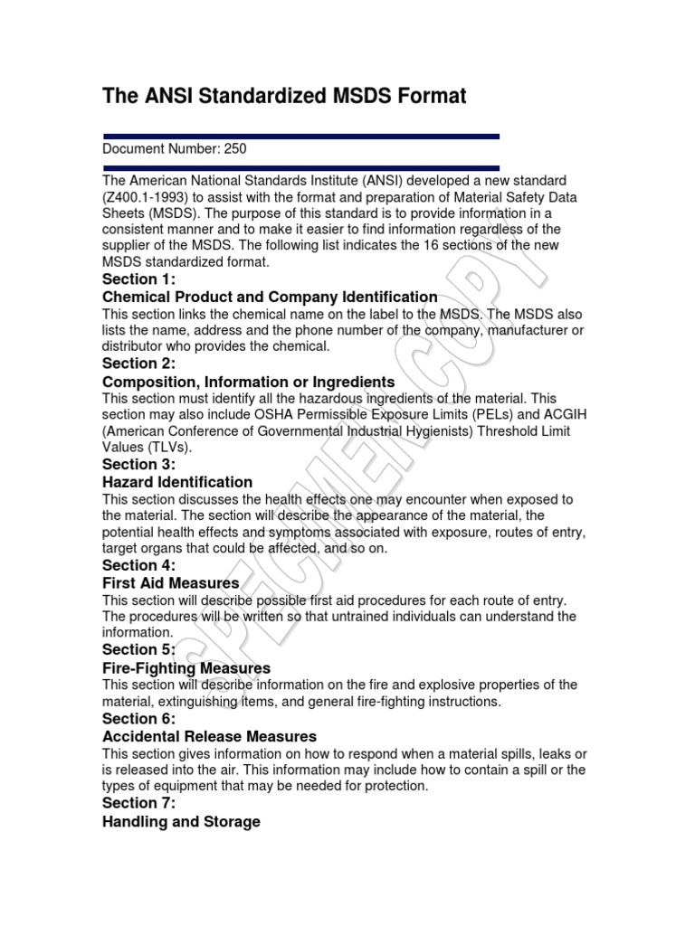MSDS Format | PDF | Labour Relations | Dangerous Goods