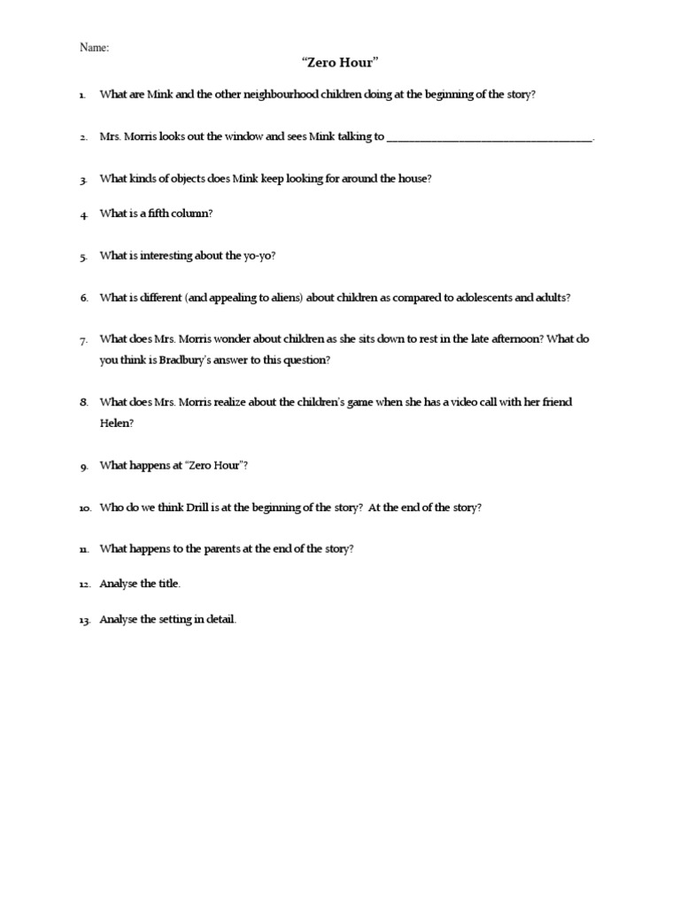 Zero Hour: Questions and Analysis | PDF | Wellness
