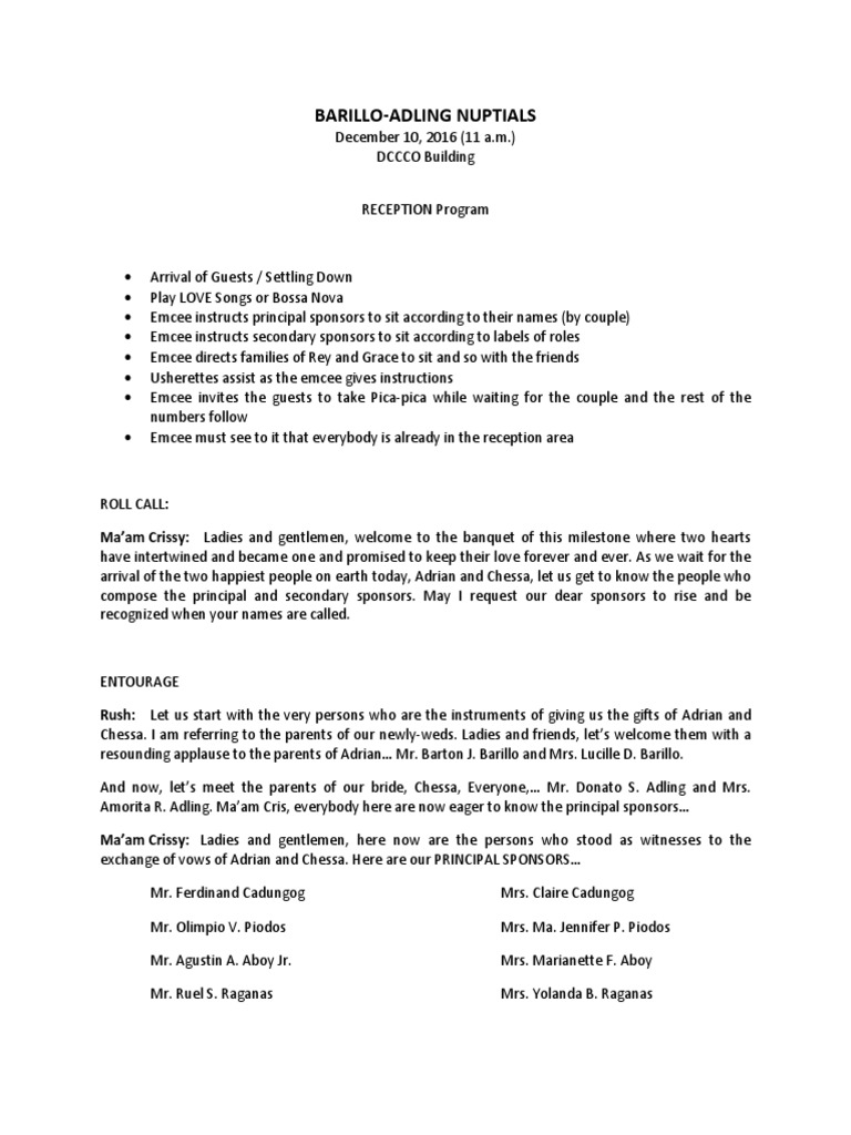 Wedding Ceremony Script-Hosting | PDF | Wedding | Rituals