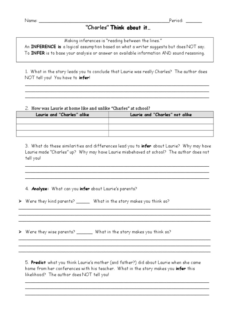 Charles - Shirley Jackson - Analysis | PDF | Understanding | Justification