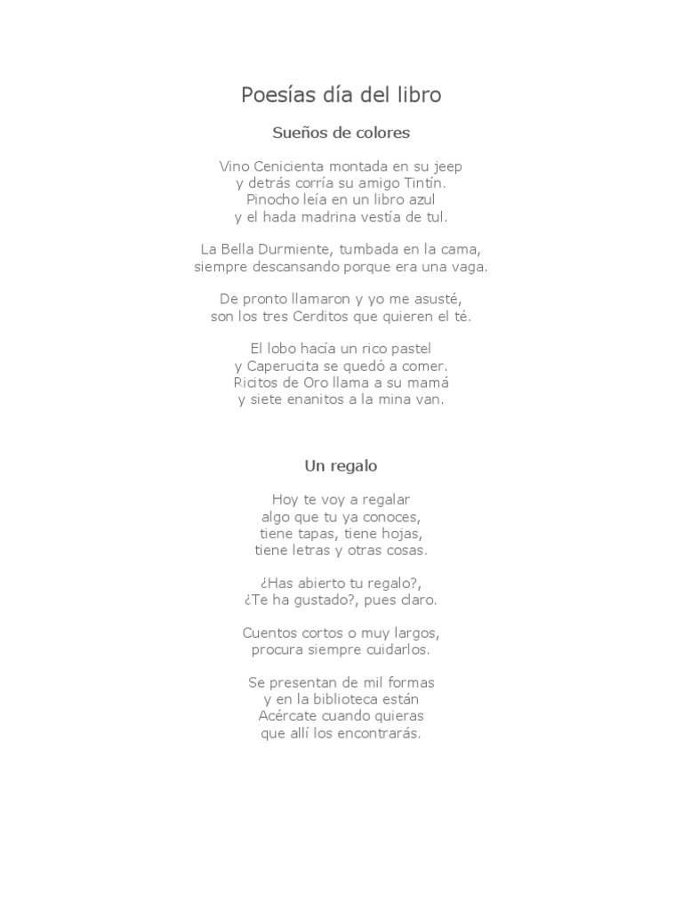 Poesías infantiles para el Día del Libro | PDF