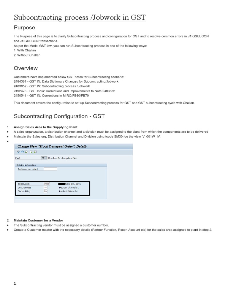Subcontracting Process /jobwork in GST: Purpose | PDF | Invoice | Business