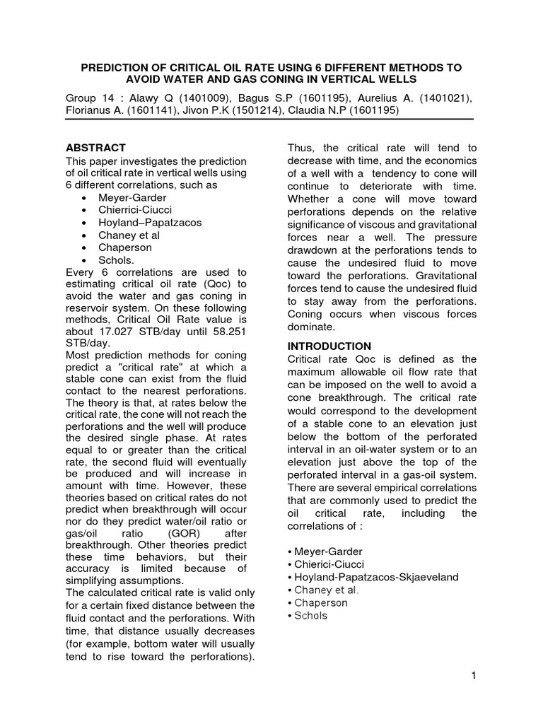 Paper Group 14 - Prediction of Critical Oil Rate Using 6 Different ...