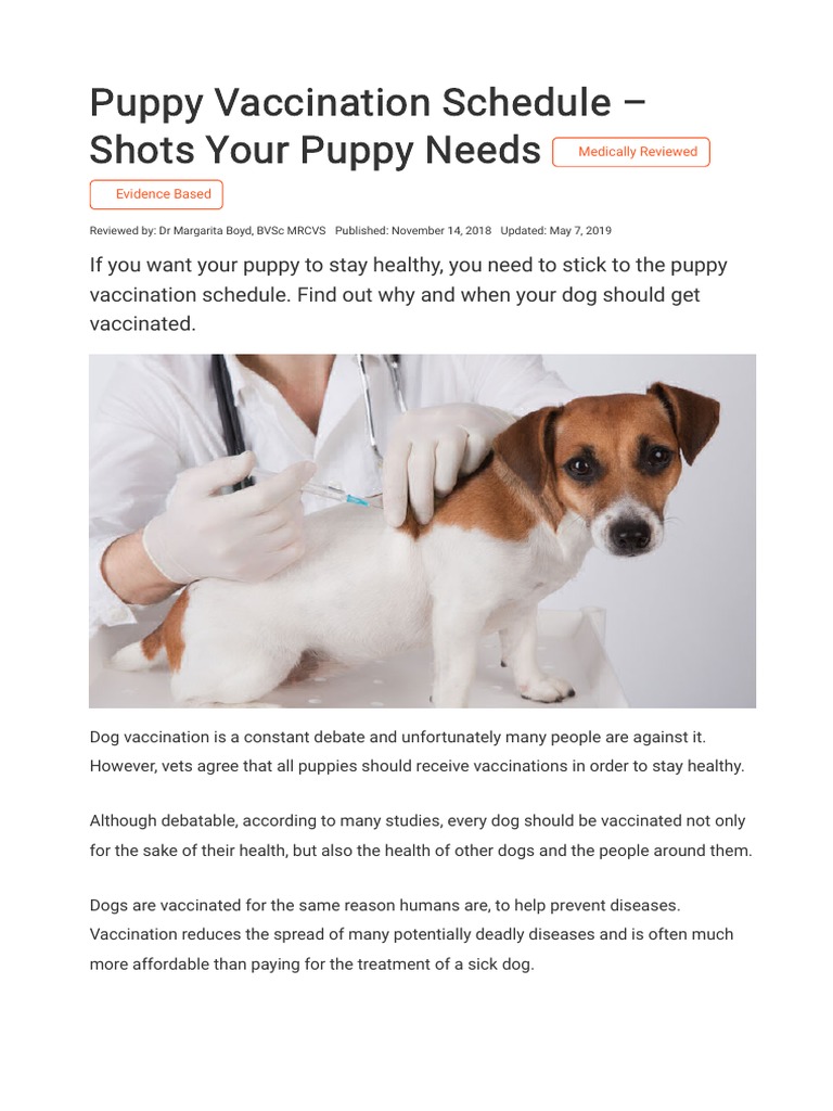 Puppy Vaccination Schedule - Shots Your Puppy Needs | PDF | Vaccines ...