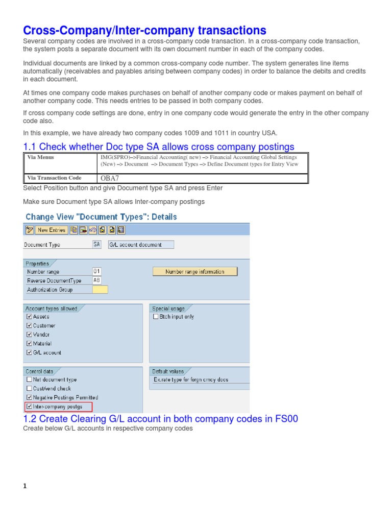 Cross-Company/Inter-company Transactions: 1.1 Check Whether Doc Type SA ...