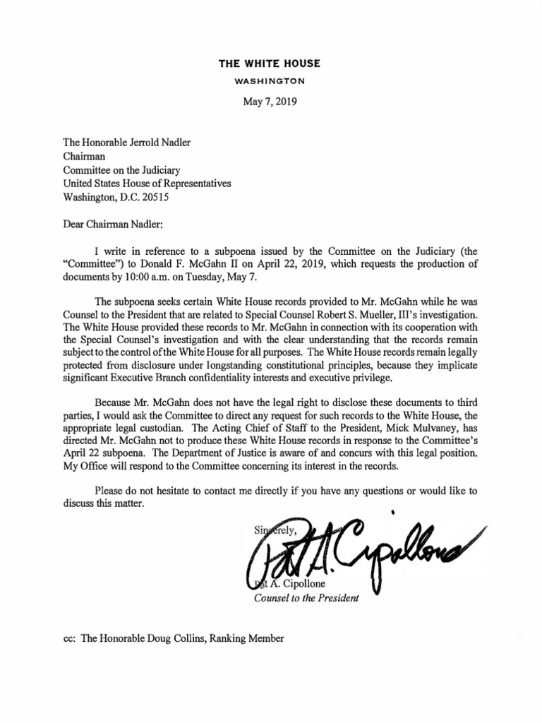 White House Letter To Congress | PDF