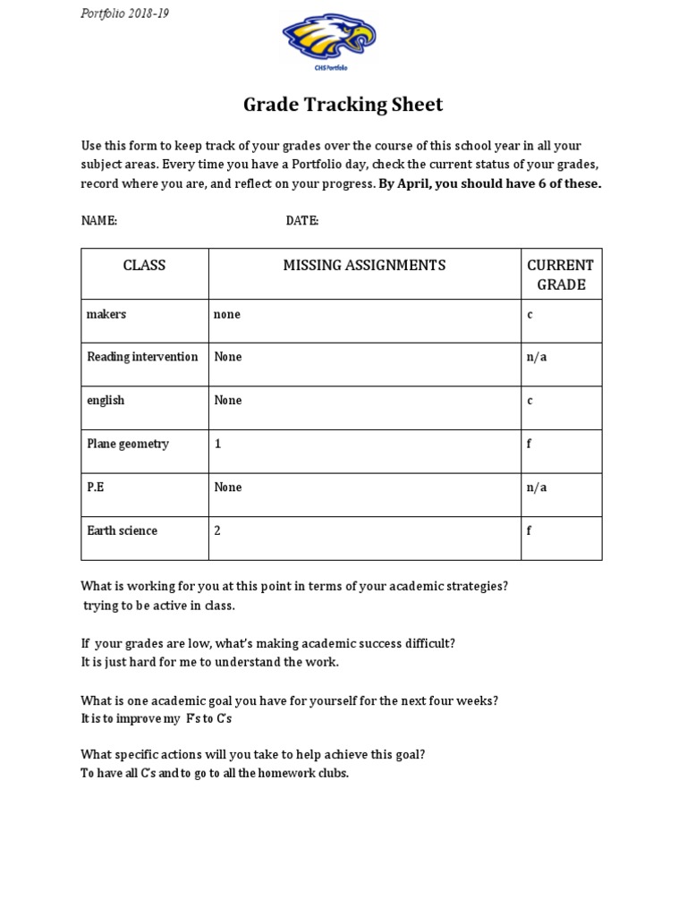 Oct-Grade Tracking Sheet | PDF