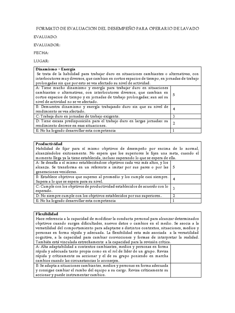 Formato de Evaluacion Del Desempeño | PDF | Evaluación de desempeño | Evaluación