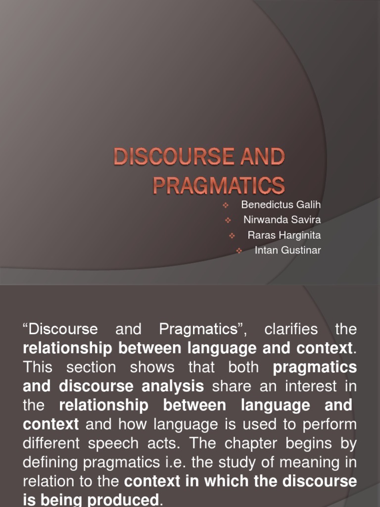 Discourse and Pragmatics | PDF | Semiotics | Linguistics