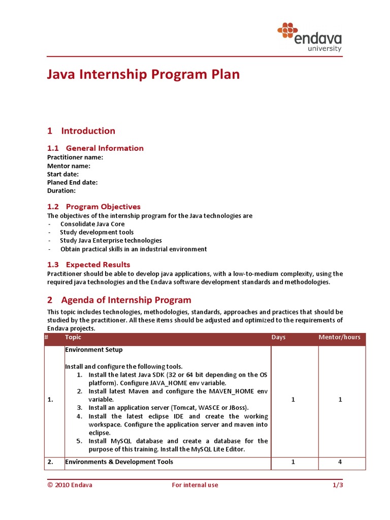 Internship Program Plan | PDF | Java Server Pages | Java Servlet