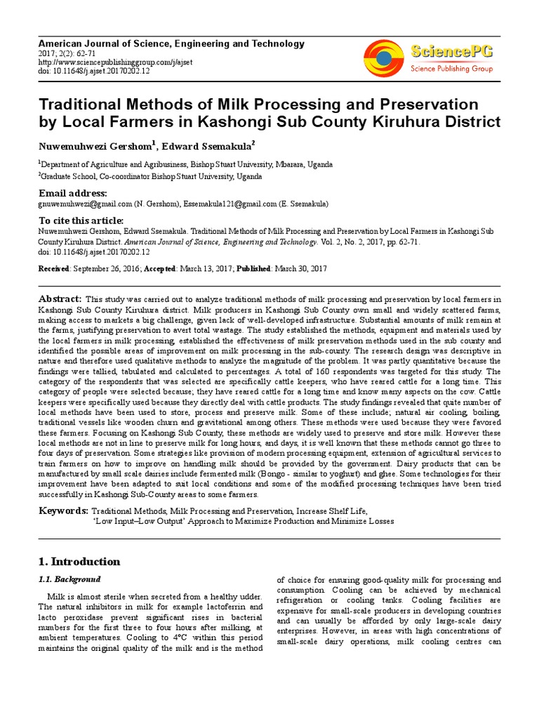 Traditional Milk Preservation Methods | PDF | Food Preservation | Milk