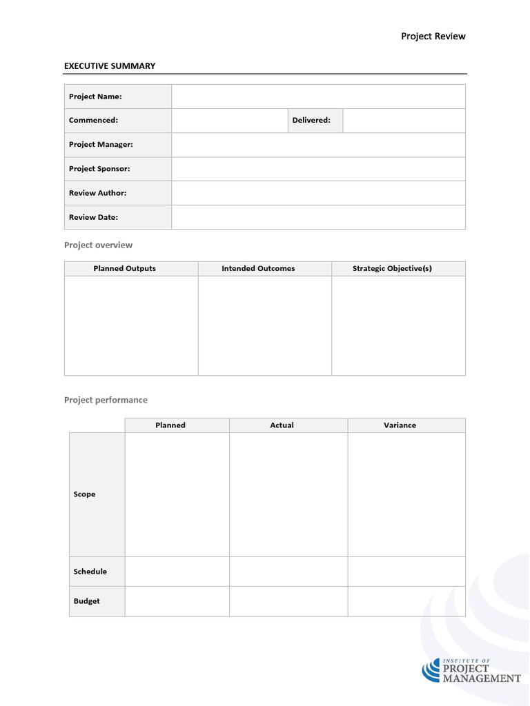 Project Review Template | PDF | Project Management | Economies