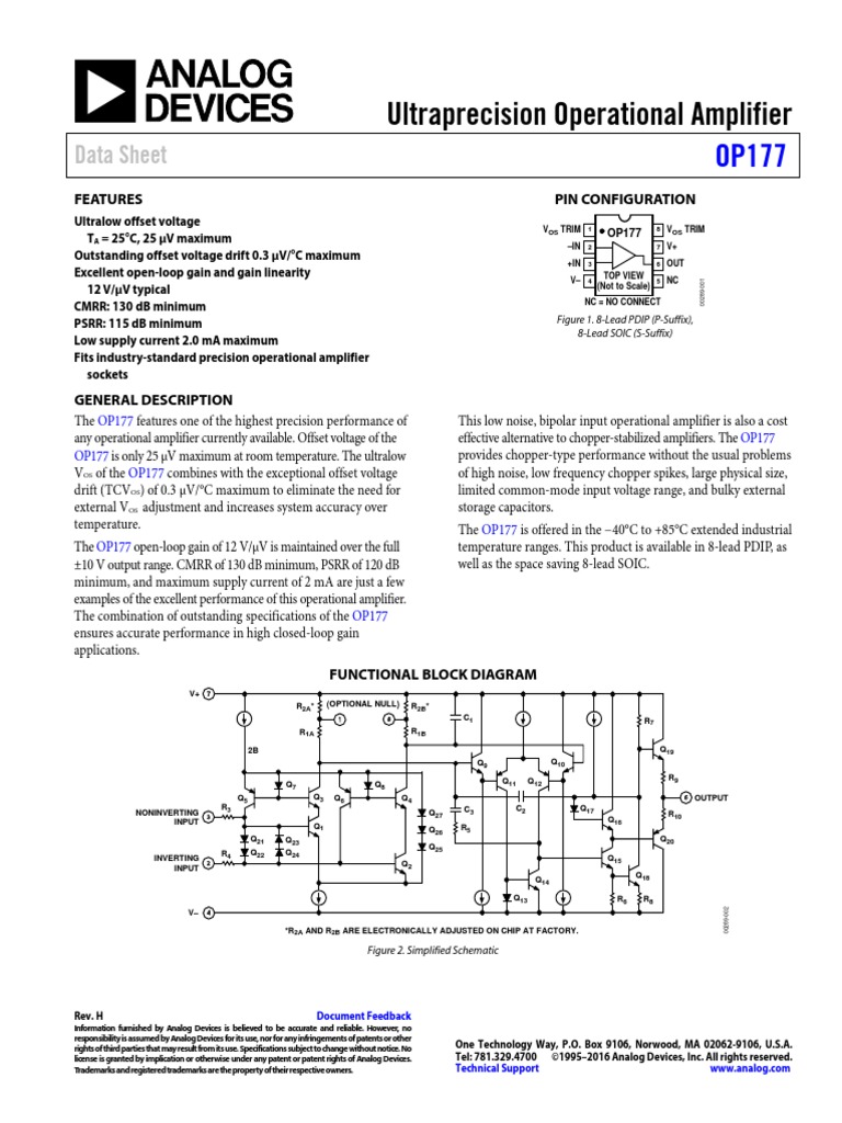 Ultraprecision Operational Amplifier: Data Sheet | PDF | Operational ...
