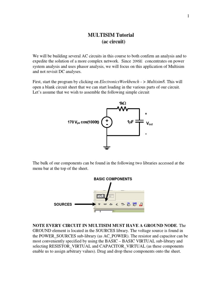 Multisim Lab Tutorial - 1 Phase | PDF | Electrical Network | Manufactured Goods
