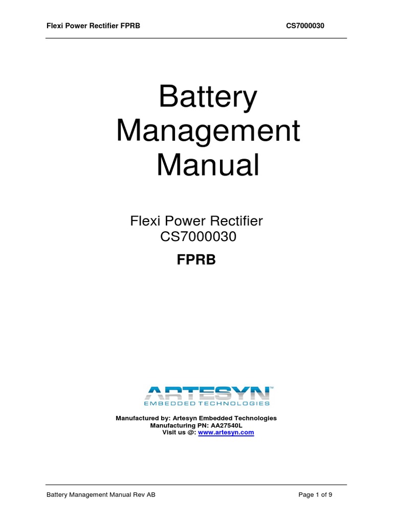 Battery Management Manual For Flexi Power Rectifier Rev AB | PDF | Rectifier | Switch