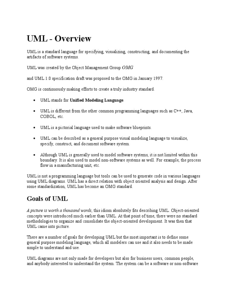 Uml Overview Pdf Class Computer Programming Unified Modeling Language