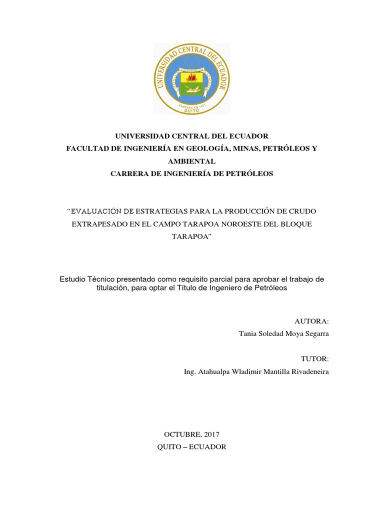 Estrategias para Crudo Extrapesado en Tarapoa | PDF | Ecuador | Petróleo