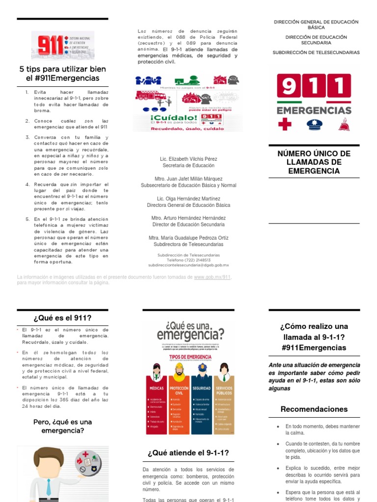Triptico 911 | Descargar gratis PDF | Violencia | Bienestar