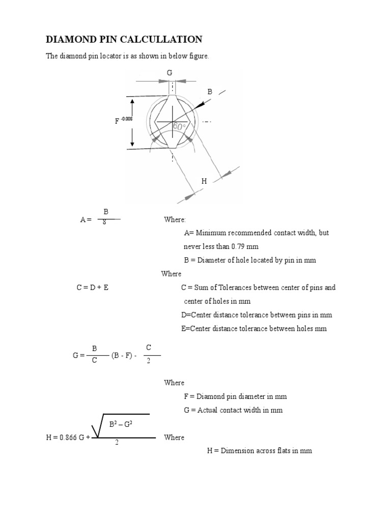 Diamond Pin Calcullation | PDF | Engineering Tolerance | Nature