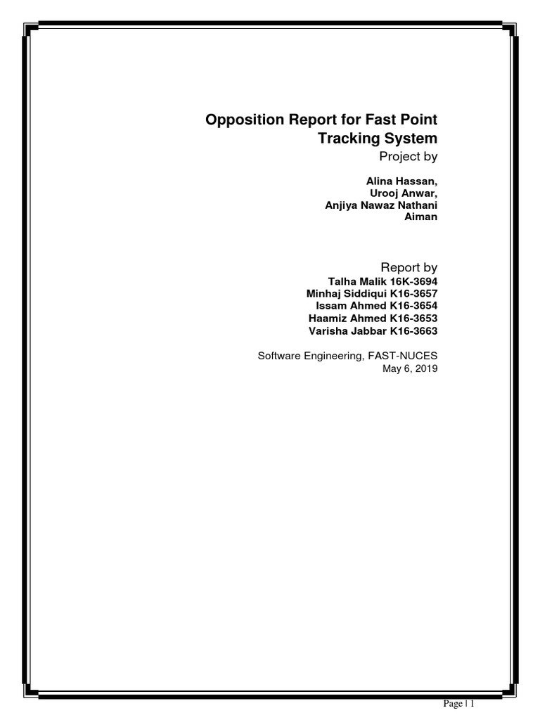 Opposition Report For Fast Point Tracking System: Project by | PDF ...