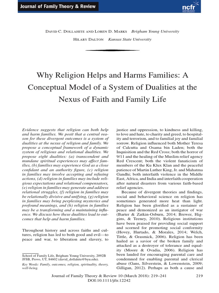 Dollahite Et Al-2018-Journal of Family Theory & Review | PDF | God | Family