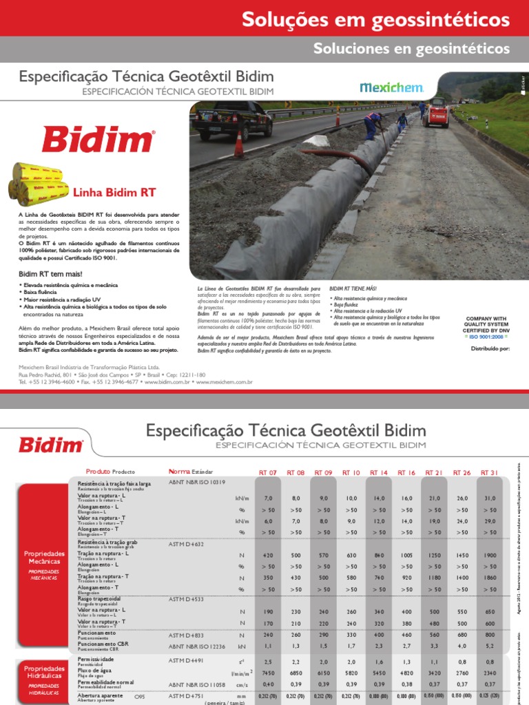 Bidim RT Geotêxtil - Ficha Técnica | PDF | Natureza