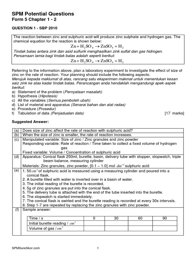 SPM Potential Questions: Form 5 Chapter 1 - 2 | PDF | Natural Rubber ...