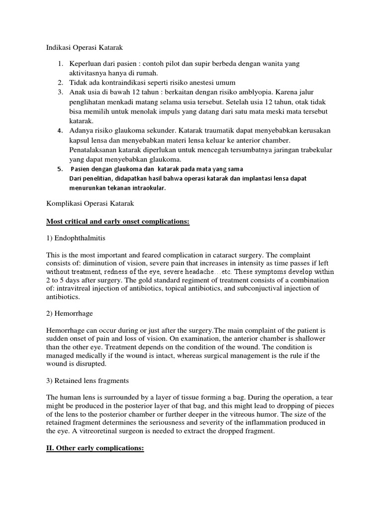 Indikasi Operasi Katarak | PDF | Cornea | Cataract