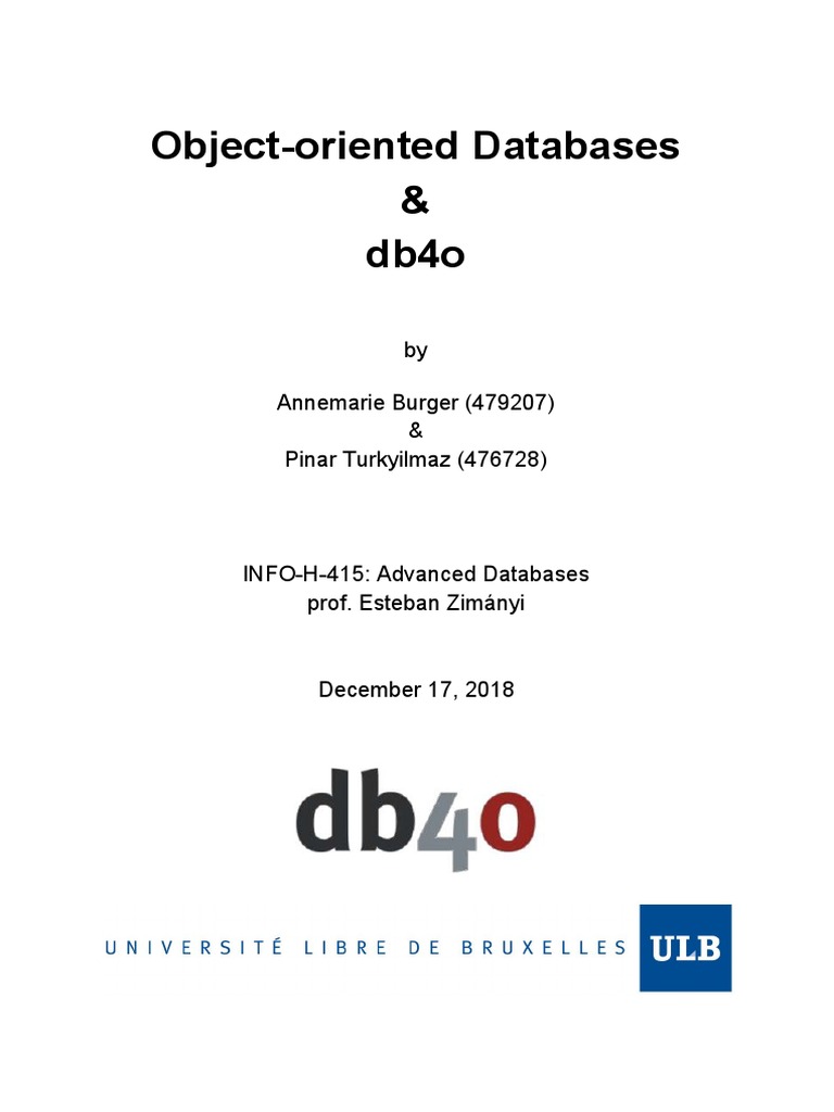 Object-Oriented Databases & Db4o: by Annemarie Burger (479207) & Pinar Turkyilmaz (476728) | PDF ...