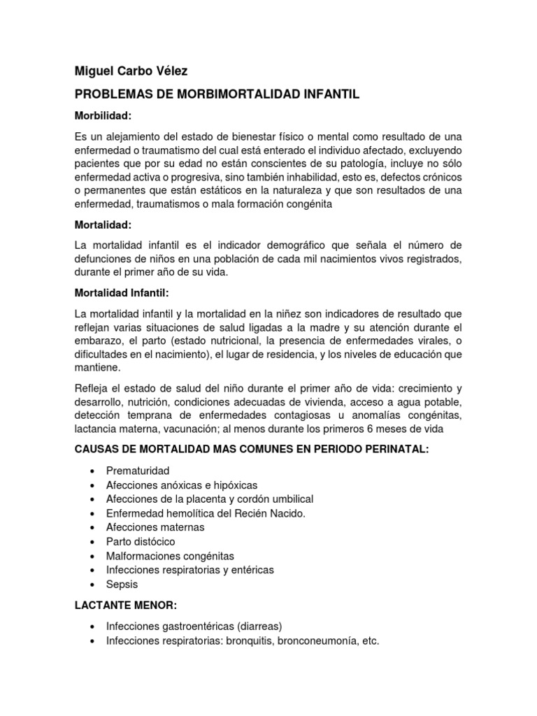 Morbimortalidad Infantil | PDF | Infantes | Parto