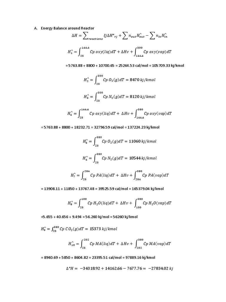 Energy Balance Calculations for a Distillation Column Separating a ...