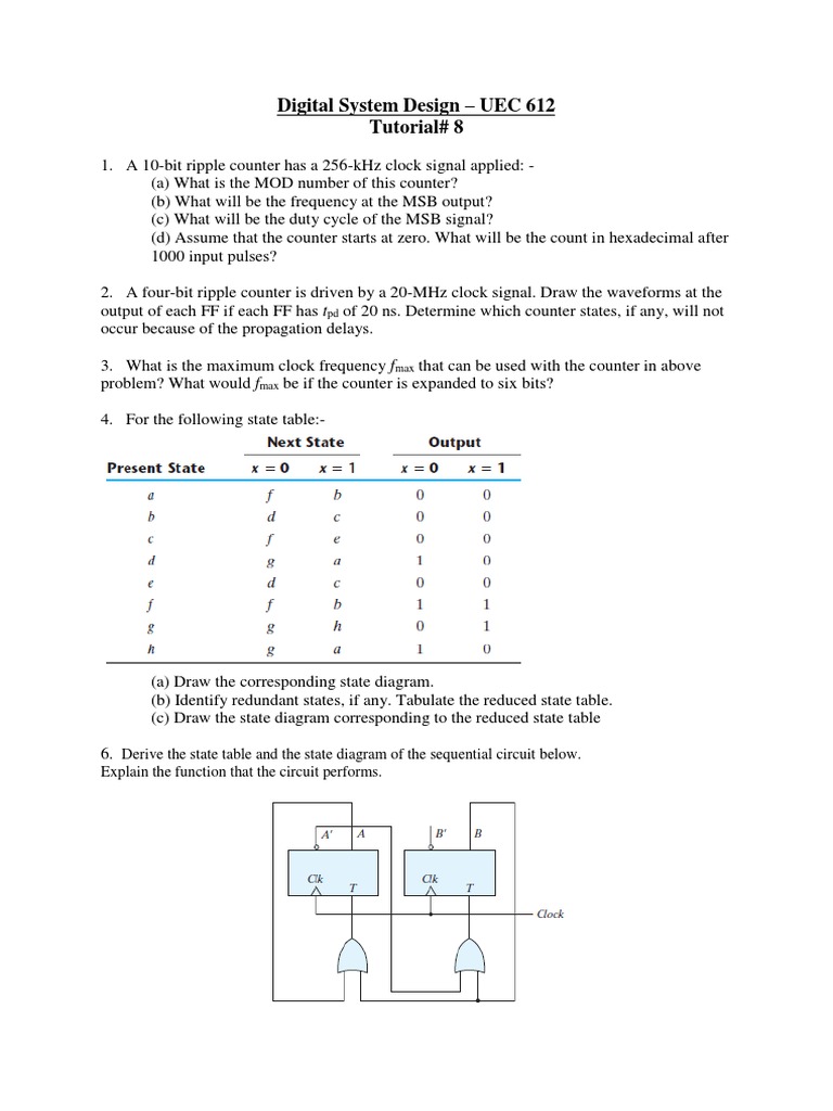 Digital System Design - UEC 612 Tutorial# 8 | PDF