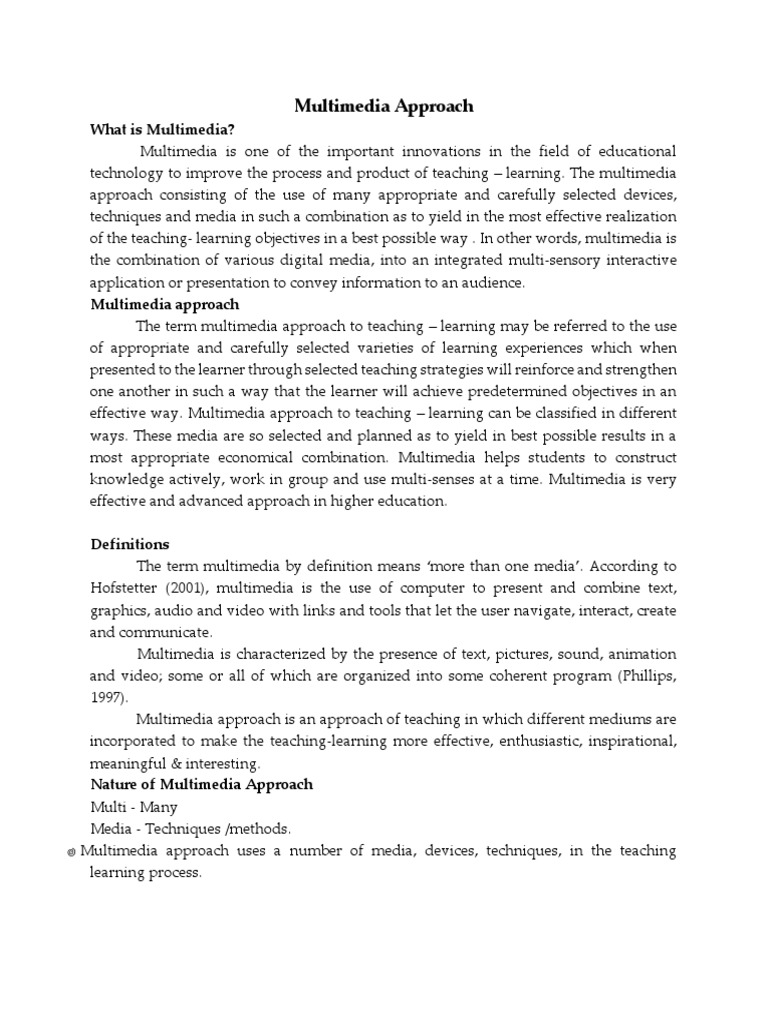 Multimedia Approach | PDF | Multimedia | Graphics