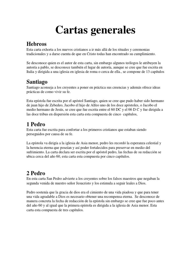 Cartas Generales del Nuevo Testamento | PDF | San Pedro | Contenido del ...