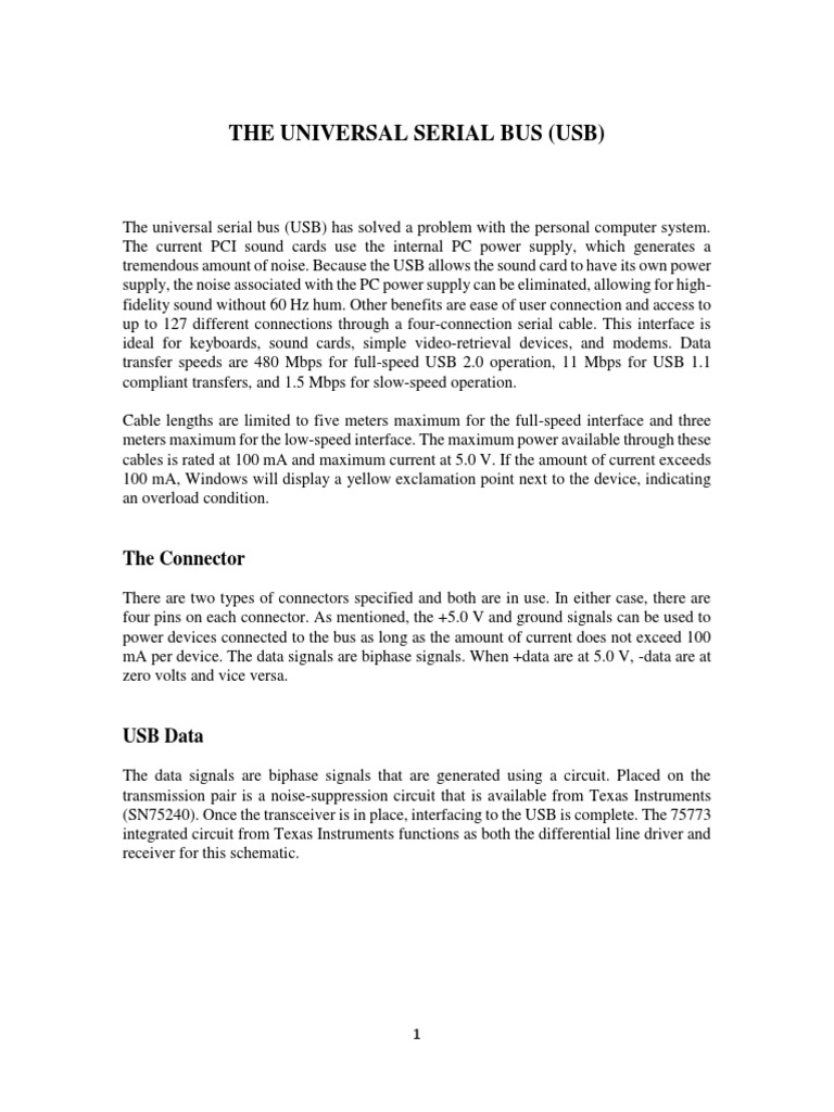 The Universal Serial Bus | PDF | Usb | Digital Electronics
